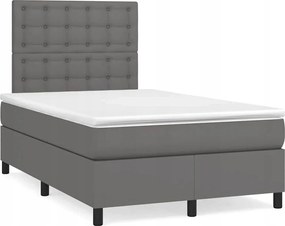 Box Spring Postel S Matrací A Led Šedá Umělá Kůže Šedá tlačítka 120 x 190