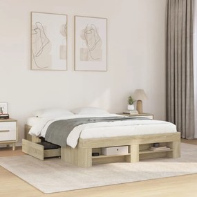 Rám postele bez matrace dub sonoma 140x190 cm kompozitní dřevo 3295501