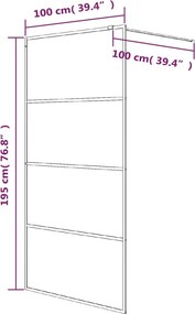 Sprchová zástěna walk-in černá 100x195 cm napůl mléčné ESG sklo 152127