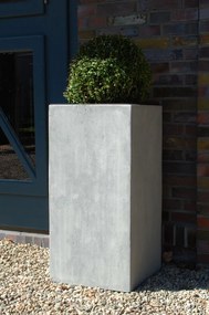Hranatý květináč BLOCK, sklolaminát, výška 60 cm, beton design