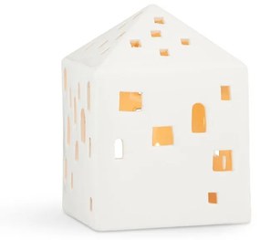 KÄHLER Lucerna domeček Urbania Town House 12,5 cm, bílá barva, keramika