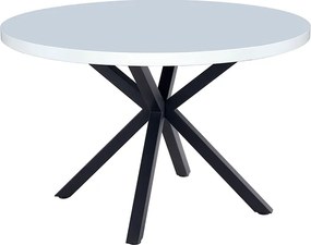 Tempo Kondela Kulatý jídelní stůl MEDOR, bílá mat/černý kov