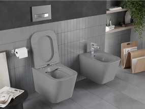 Mexen Teo wc mísa Rimless s pomalu klesající deskou slim, duroplast, světle šedá matná - 30854061