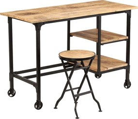 vidaXL Psací stůl se skládací stoličkou masivní mangovník 115x50x76 cm [245261]
