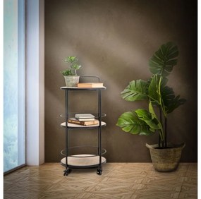 Designový servírovací vozík Abhilash 40 cm černý / hnědý