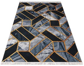 Moderní kusový koberec BLACK and GOLD 04 Geometrický protiskluzový černý zlatý Rozměr: 160x220 cm