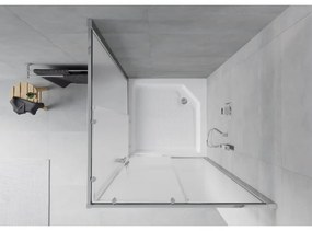 Mexen Rio čtvercový sprchový kout 90 x 90 cm, Vzor jinovatky, Chromovaná + sprchová vanička Rio, Bílá - 860-090-090-01-30-4510