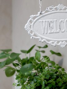 Krémová nástěnná závěsná cedule Welcome – 30*4*38cm