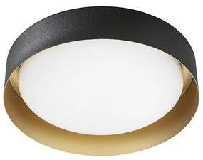 Linea Light 8288 Crew_2, stropní svítidlo s černo-zlatým límcem, 12W LED 3000K, prům. 26cm