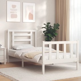 vidaXL Rám postele s čelem 90 x 200 cm masivní dřevo [3192868] Barva: Bílá