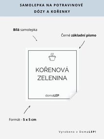 Samolepka na kořenky KOŘENOVÁ ZELENINA bílá 5 × 5 cm základní písmo