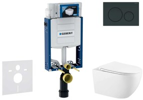 Geberit Kombifix - Set předstěnové instalace, klozetu Gaia a sedátka softclose, tlačítko Sigma20, černá lesk/černá mat SANI15CA5120