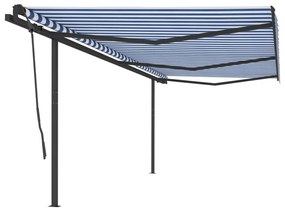 Automatická zatahovací markýza se sloupky 6 x 3,5 m modrobílá