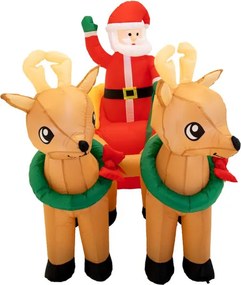 Nafukovací Santa Claus na saních se sobíky 212 cm