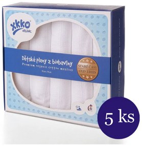 Kikko Biobavlněné dětské pleny XKKO Staré časy 70x70 - bílá - 5ks