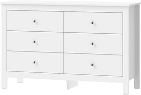 HOMCOM Komoda se 6 zásuvkami, příborník s hladce chodícími kolejnicemi pro ložnici, obývací pokoj nebo předsíň, 118 x 39,5 x 75,5 cm, bílá