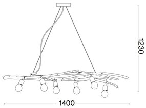 Ideal Lux - Lustr na lanku DRIFTWOOD 6xE27/60W/230V guava