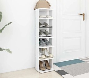 vidaXL Botník 27,5x27x102 cm kompozitní dřevo [808487] Barva: Bílá