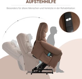 HOMCOM TV křeslo polohovací elektrické s masážní funkcí vyhřívání polohovací funkce polyester světle hnědá 79x97x103cm pro pohodlí a relaxaci