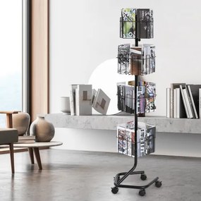 Stojan na vystavení brožur 32kapsový otočný stojan na literaturu s 5 kolečky