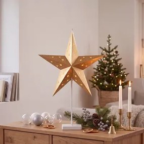 Solight LED vánoční hvězda stolní zlatá / 10x LED / 3x AA / časovač