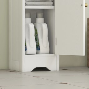HOMCOM Úzká Koupelnová Skříňka Koupelnový Auxilární Nábytek 21x20x79 cm s Nastavitelnou Policí, Odnímatelným Držitelem Toaletního Papíru a Klenutými …