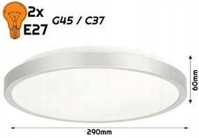 BERGE LED Plafond 2xE27 IP20 SEMO-R SILVER