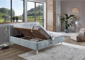 Světle modrá čalouněná dvoulůžková postel s roštem 180x200 cm Mattis – Meise Möbel
