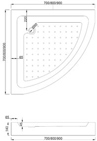 Mexen Rio půlkruhový sprchový kout 90 x 90 cm, Vzor jinovatky, Chromovaná + sprchová vanička Rio, Bílá - 863-090-090-01-30-4710