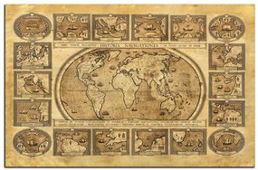 Obraz na plátně - Starodávná  mapa světa 1100A (100x70 cm)