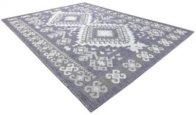koberec SISAL SION aztécký 3007 ploché tkaní modrý / růžový / ecru velikost 160x220 cm | krásné koberce cz