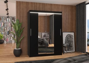 ADRK Furniture Posuvná skříň se zrcadlem a LED osvětlením INESS 150 ADRK-SW-INE-B-150+L