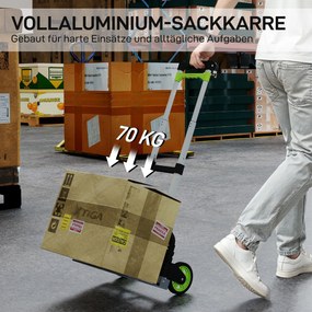 HOMCOM Skládací hliníkový ruční vozík s teleskopickou rukojetí Nastavitelná výška 100 cm