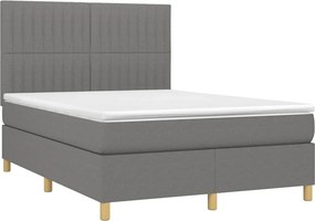 Box spring postel s matrací a LED tmavě šedá 140x190 cm textil 3135590