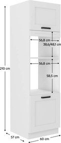 Vysoká skříňka na troubu a mikrovlnou troubu, bílá, LULA 60 DPM-210 2F