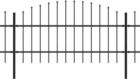 Zahradní plot s kopím nahoře ocelový 1339 x 100 cm černý 277719