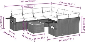 9dílná zahradní sedací souprava s poduškami béžová polyratan 3224491