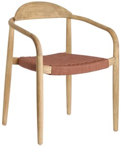 OnaDnes -20% Dřevěná jídelní židle Kave Home Nina s červeným výpletem