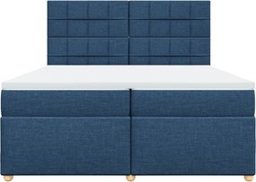 Box spring postel s matrací modrá 200x200 cm textil 3291393