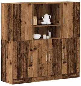 Sada 3 kusů kuchyňských skříněk old wood kompozitní dřevo 3324158