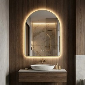 Rea Zrcadlo 80x60 cm s vyhříváním a regulovatelným LED osvětlením HOM-01518 kartáčovaná zlatá