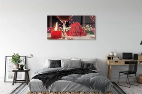 akrylový obraz Růže svíčka sklo 125x50 cm