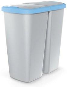 Odpadkový koš DUO šedý, 45 l, modrá / šedá