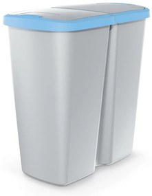 Odpadkový koš DUO šedý, 45 l, modrá / šedá