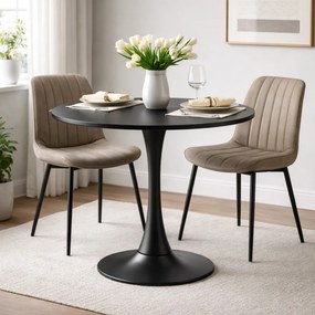 Jídelní stůl, černá, průměr 80cm, REVENTON NEW