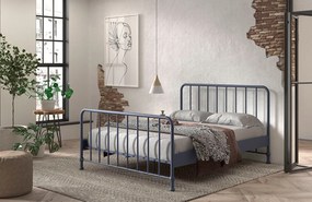 Tmavě modrá kovová postel Vipack Bronxx 160 x 200 cm