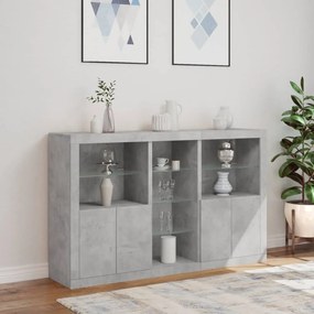 Příborník s LED osvětlením betonově šedý 162 x 37 x 100 cm 3209173