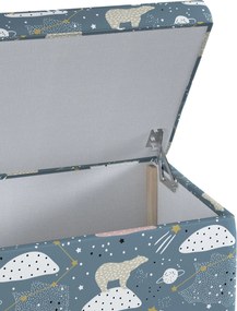 Čalouněná skříň barva modrá látka vzorované