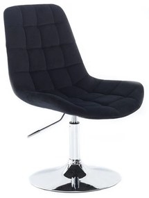 LuxuryForm DESIGN Otočná židle PARIS VELUR na stříbrném talíři - černá