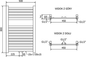 Mexen Hades, elektrické topné těleso 800 x 500 mm, 300 W, zlatá lesklá, W104-0800-500-2300-50